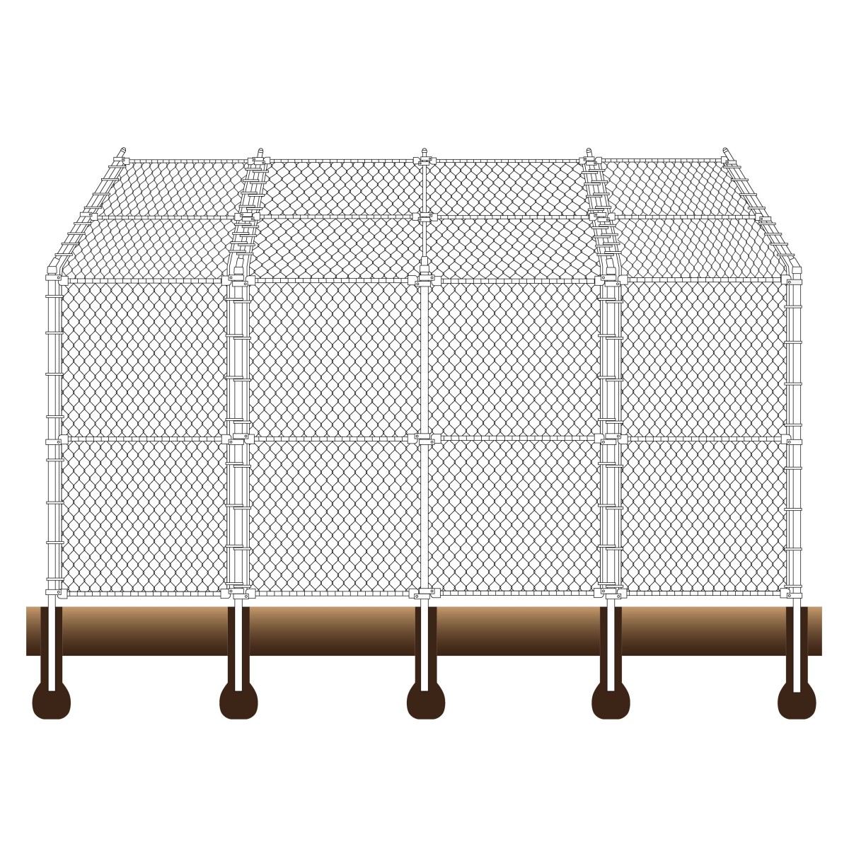 Baseball and Softball Field Steel Backstop Kit - 15' High x 10' Wide x ...