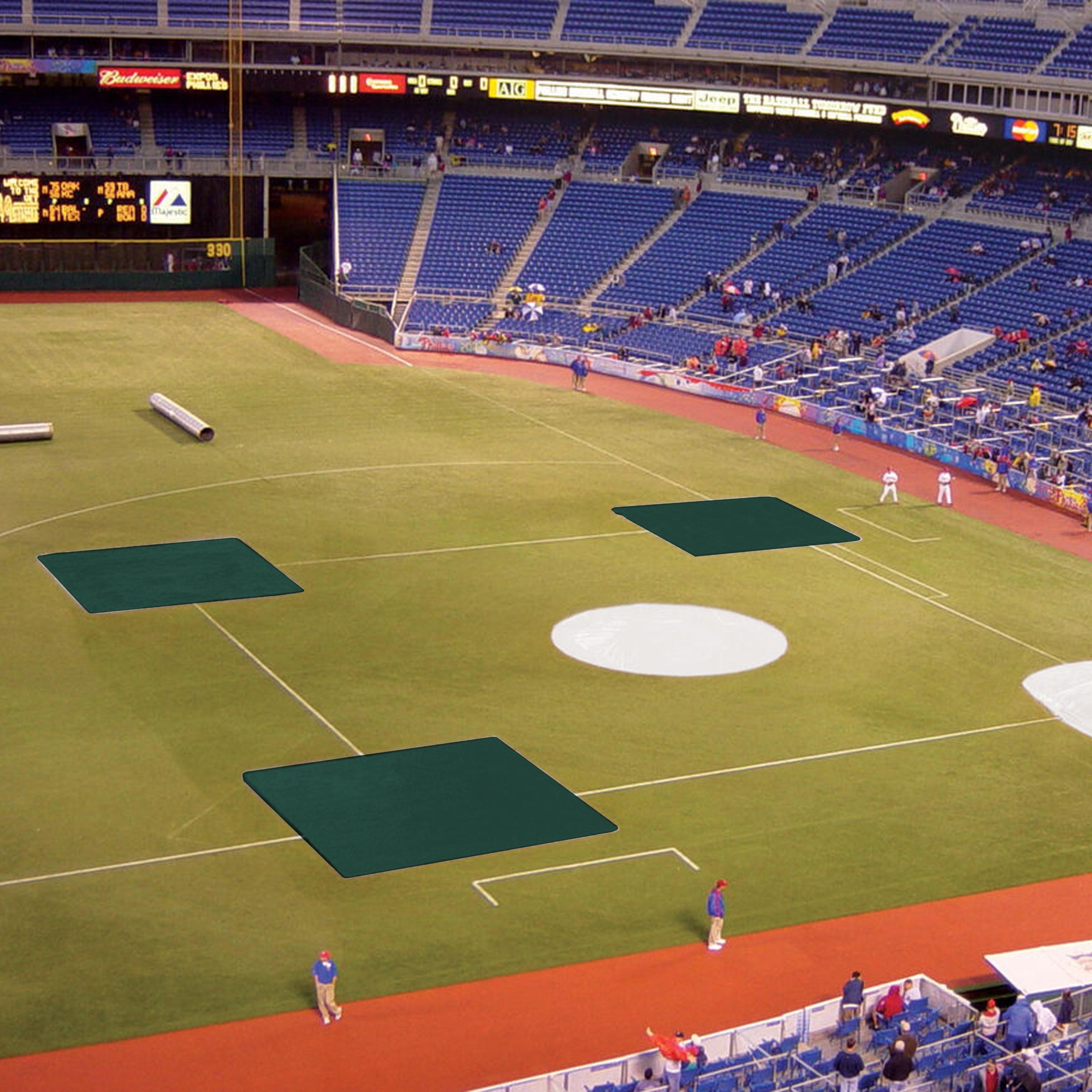 Fieldsaver 10' x 10' 18 Oz Baseball Base Covers Set Of 3 - Maple Green ...