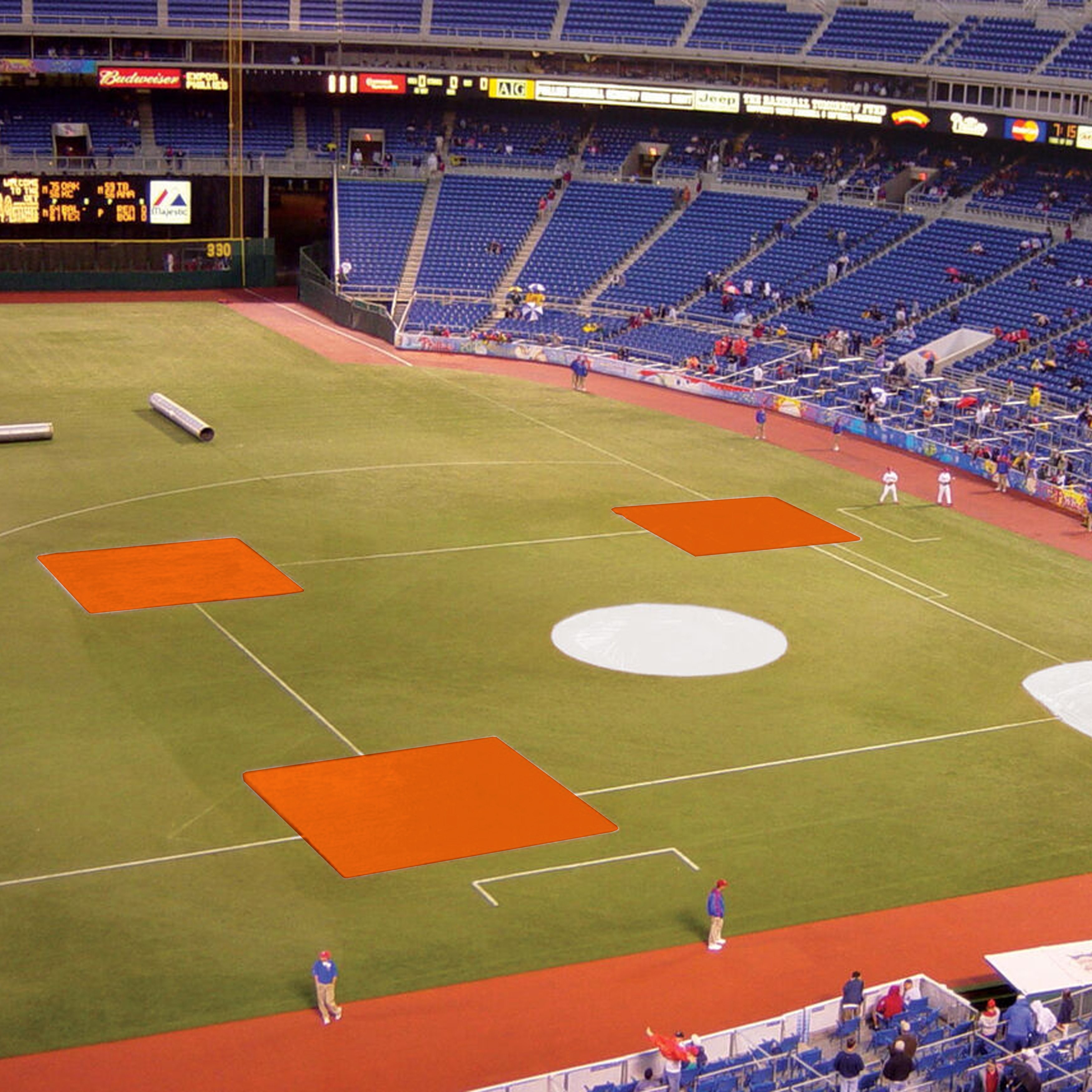 Fieldsaver 10' x 10' 18 Oz Baseball Base Covers Set Of 3 - Orange ...