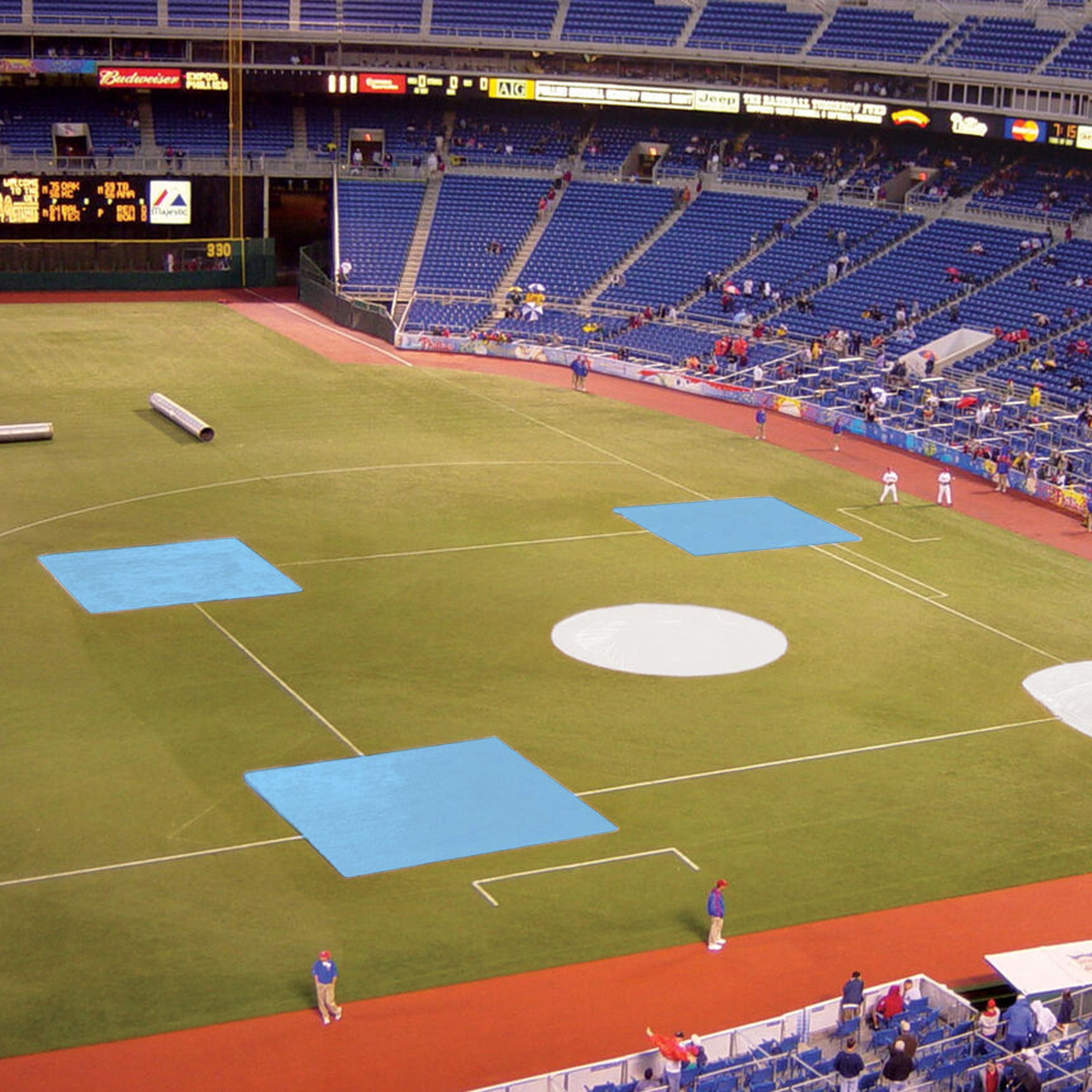 Fieldsaver 10' x 10' 18 Oz Baseball Base Covers Set Of 3 - Sky Blue ...