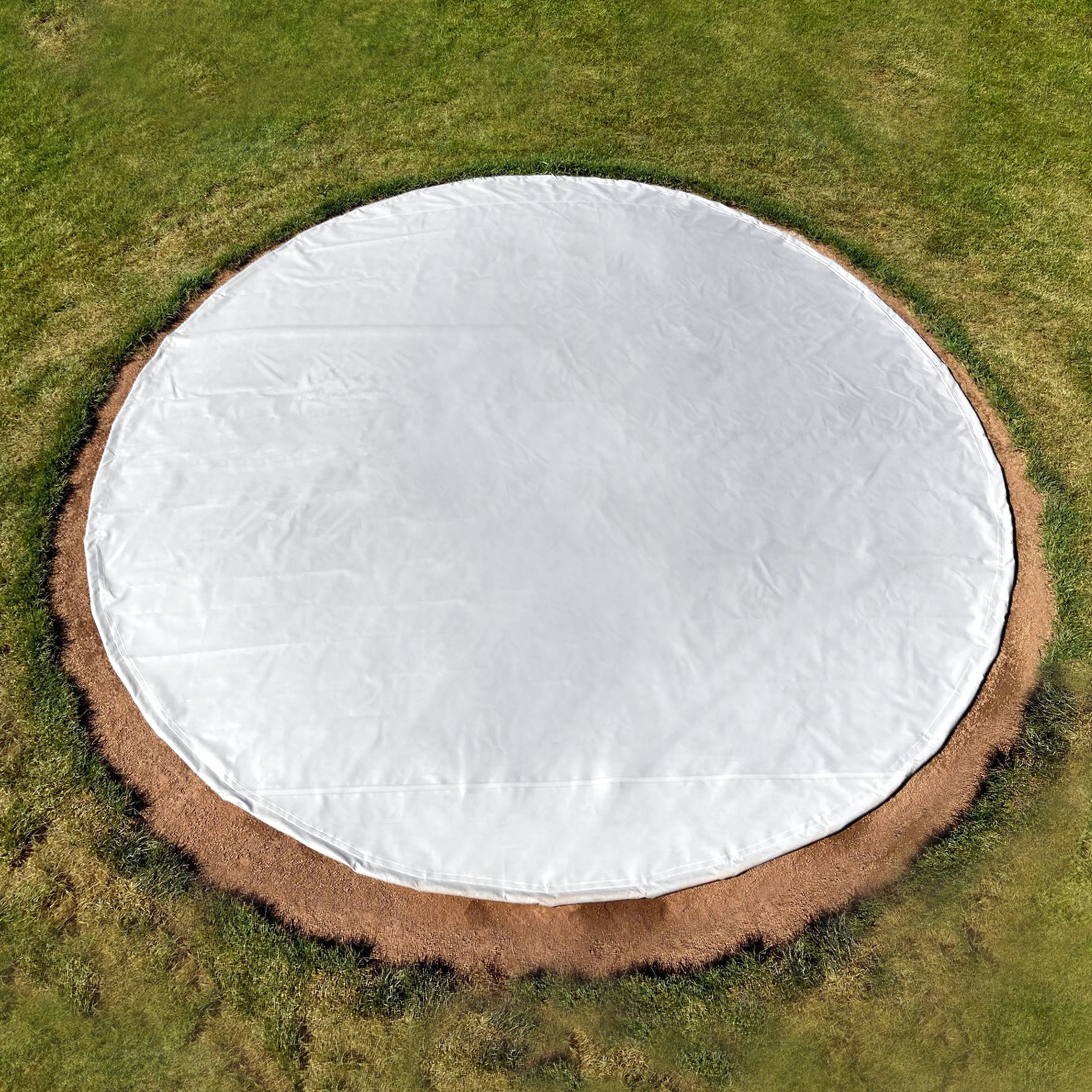 FieldSaver Endurcoat 26' Round Rain Baseball Field Spot Cover with 9 ...