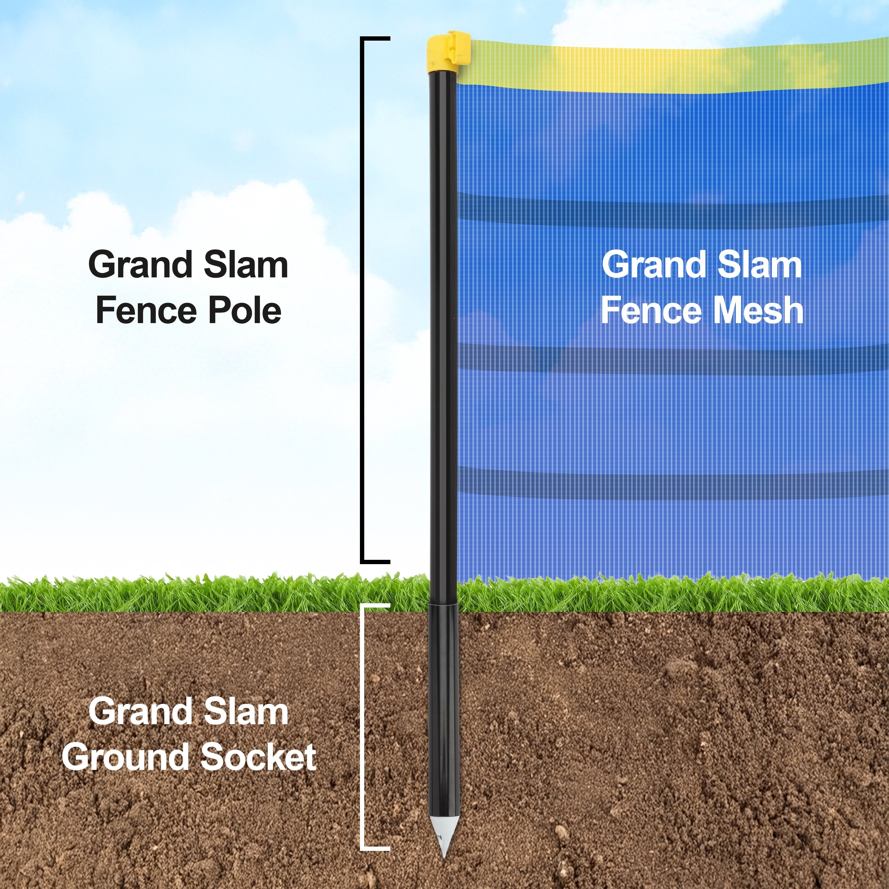 Grand Slam 12" Ground Socket with Cap | 72" High Fence Poles | Baseball ...