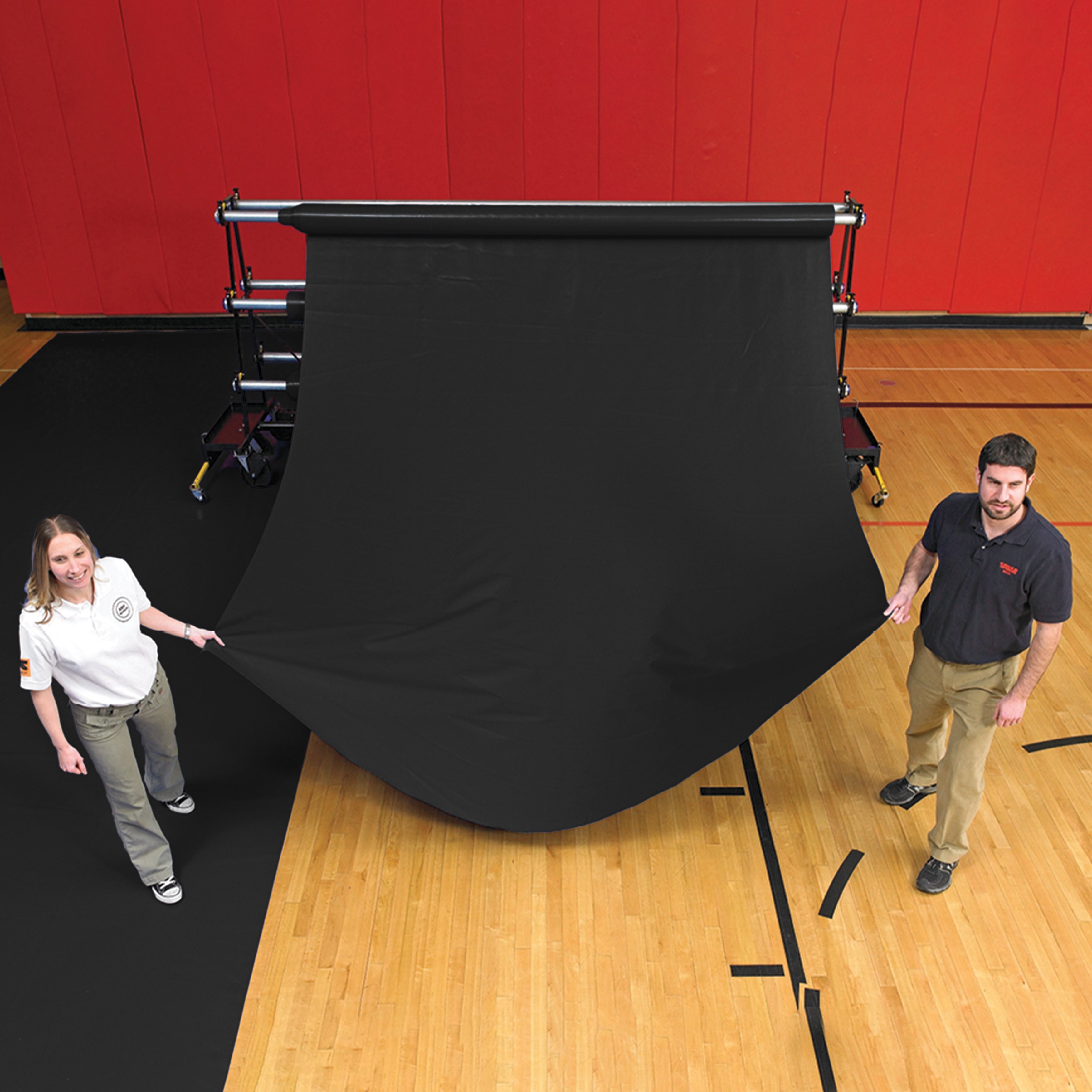 GymGuard 50' x 100' 32oz Heavy-Duty Vinyl Gym Floor Cover - Black ...