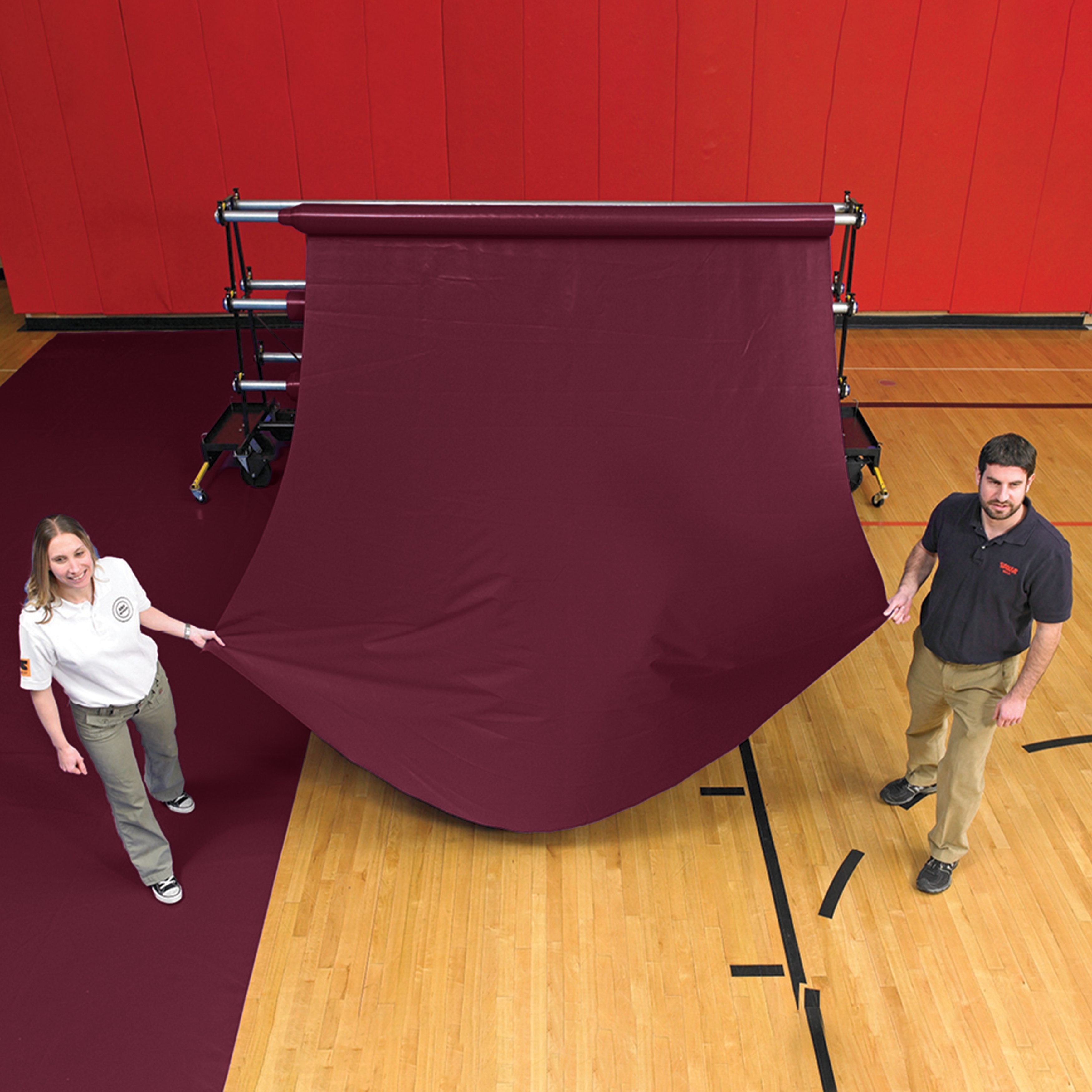 GymGuard 20' x 100' 10oz Lightweight Vinyl Gym Floor Cover - Burgundy ...