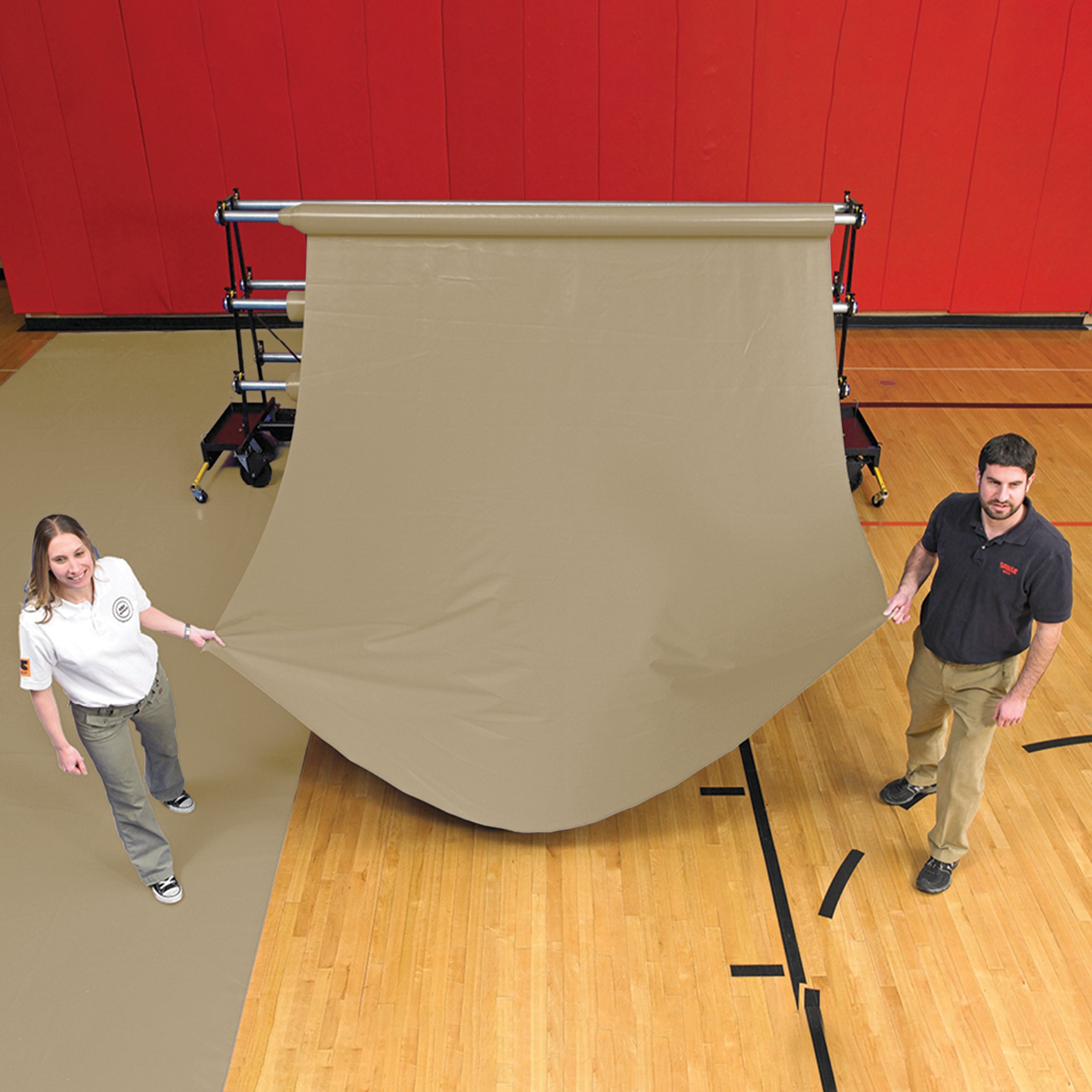 GymGuard 50' x 100' 22oz Heavy-Duty Vinyl Gym Floor Cover - Tan ...