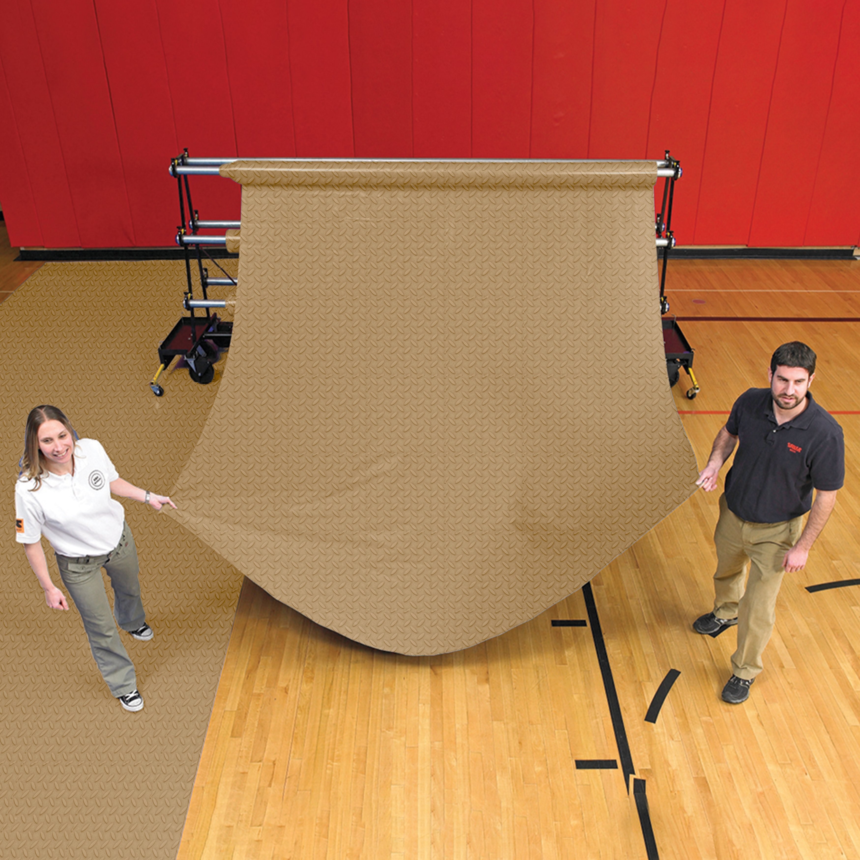 GymGuard 10' x 100' Plus 27oz Non-Slip Vinyl Gym Floor Cover - Tan ...