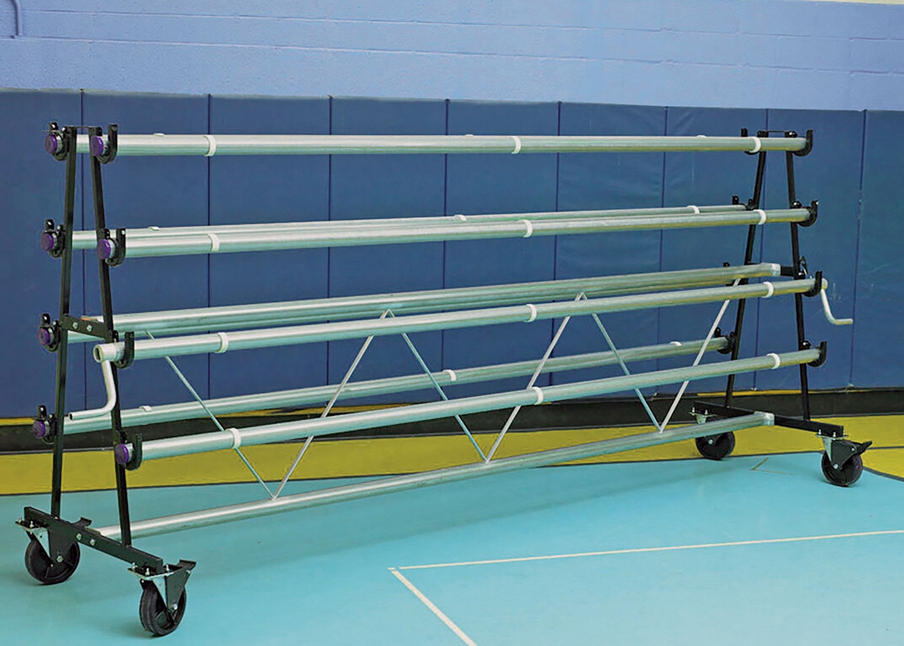 GymGuard "A" Frame 8 Roller Storage Rack | Baseball Fence Store